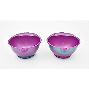 Colortrak SC Aurora Bowls, Stackable Color Bowls With Non-Slip Rubber Bottom, Easy-Pour Spout Lip, Shimmer Gradient Design, Color Grid With Milliliter Measurements, 2 Bowls