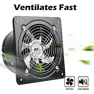 Nalle 8 inch Exhaust Fan 80W 500CFM Through-wall installation Ventilation Fan 110V Exhaust Smoke Fan Ventilation for Kitchen,Bathroom,laundry room,Toilets,Garage,Shopping Mall (Black