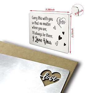 YODOCAMP Engraved Wallet Inserts Card Anniversary Card Gifts for Men, I love you Card，Metal Wallet Card Love Note, Couple Gifts for Men, Boyfriend, Husband Gifts from Wife