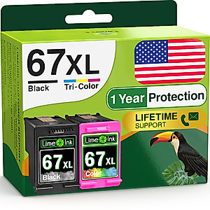 Limeink Remanufactured Ink Cartridge Replacement for HP Ink 67 XL for HP 67xl Ink cartridges Black Color Combo Pack for HP 67 for HP Printer Ink deskjet 2700 Envy 6000 6055 4155e 2755e pro 6400 6055e