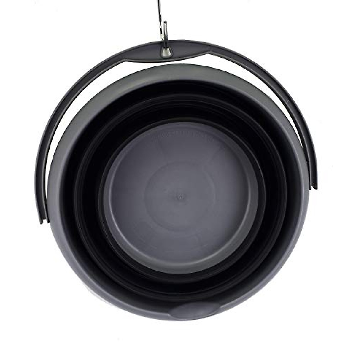 SAMMART 10L (2.64Gallon) Collapsible Fishing Bucket - Foldable Round Tub - Portable Plastic Water Pail - Space Saving Outdoor Waterpot - Trunk Organizer (1, Grey/Black)