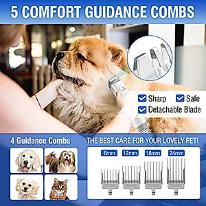 Pro Pet Grooming Kit & Vacuum Suction 99% Pet Hair, Low Noise Dog Grooming Clippers, 5 Pet Grooming Tools,1.2L Dust Box, for Shedding Tools for Dogs Cats and Other Animals Pet Hair