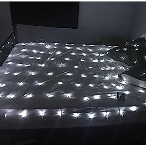 YASENN 300LED Net Lights 12x5ft DC Plug in 8 Lighting Modes Mesh Lights for Garden Patio Fence Bushes Shrub pergola Outdoor Christmas Decorations (Cool White)