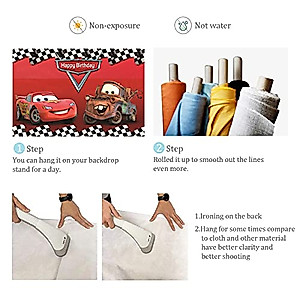 Botong 5x3ft Cars Backdrop Movie Birthday Party Supplies Backdrops Car Racing Story Black White Grid Red Photo Backgrounds for Photography Birthday Party Banner