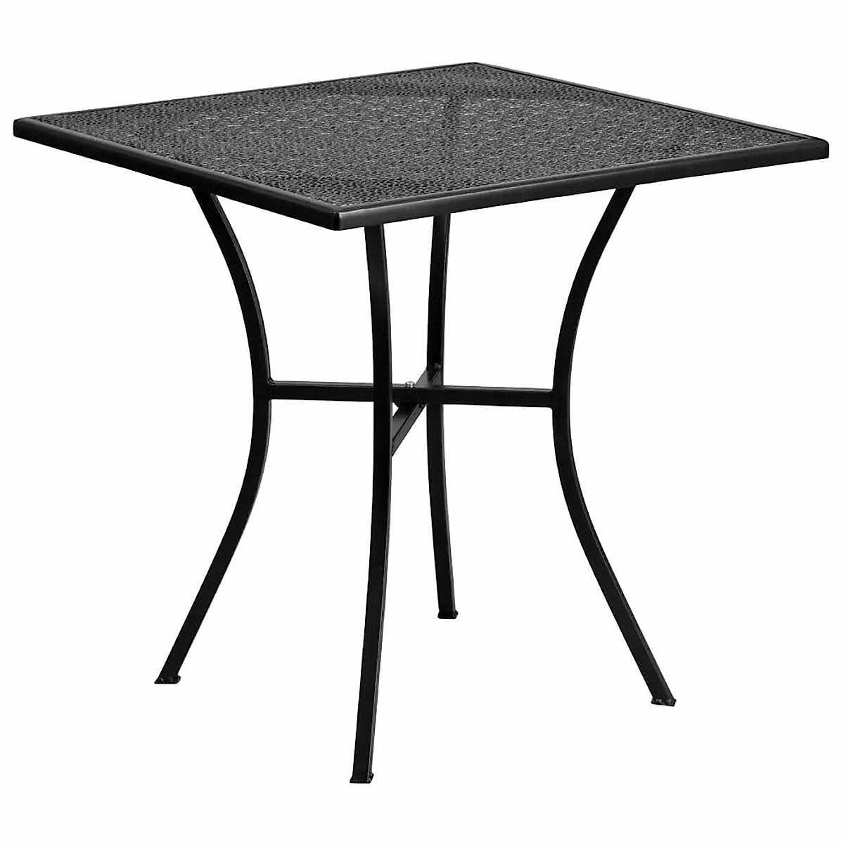 Flash Furniture Oia Commercial Grade 28" Square Black Indoor-Outdoor Steel Patio Table Set with 4 Round Back Chairs