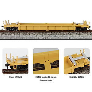 Evemodel C8749 1pc HO Scale 40ft Well Car 1:87 Concave Bottom 40' Flat Car Wagon (1pc - Yellow)