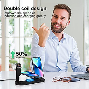 4 in 1 Wireless Charging Station for Apple Products, Wireless Charger for All Apple Watch/Airpods Series, Charging Dock for iPhone 14/14 Plus/13/12/11/X/Xs/8