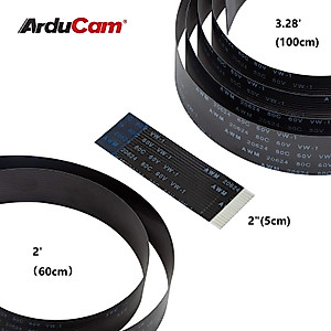 Arducam for Raspberry Pi Camera Ribbon Flex Extension Cable Set (3Pcs), 2”(5cm) 23.62”(60cm) 39.37”(100cm) for Raspberry Pi, Black