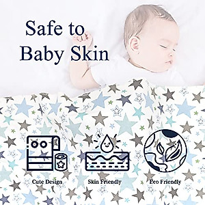 Omilion Receiving Blanket for Baby – 4 Pack – 30 inch x 30 inch – 100% Flannel Cotton - Mixed Patterned Designs – Includes Infant Washcloth 30 Pack