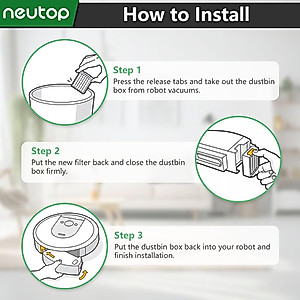 Neutop Filter Compatible with iRobot Roomba Combo j7+, Combo j9+, 10 Max, Robotic Vacuum and Mop Replacement Filter Parts, High-Effiency HEPA, 6-Pack