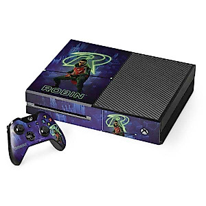 Skinit Decal Gaming Skin Compatible with Xbox One Console and Controller Bundle - Officially Licensed Warner Bros Robin Gotham Knights Design