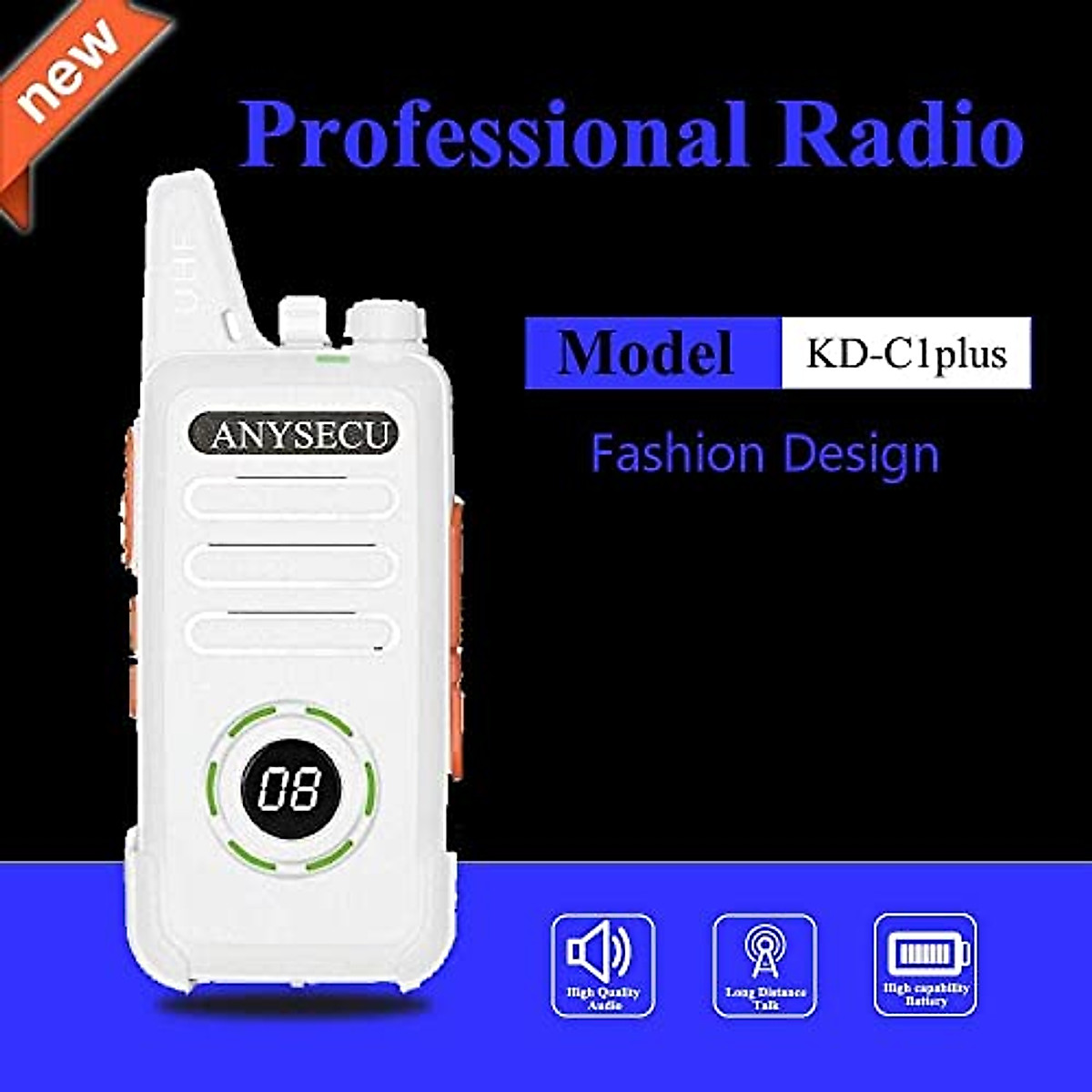 WLN KD-C1 KD-C1plus Mini Handhel Porable Two Way Radio UHF Transceiver Walkie Talkie with Dock Charger White