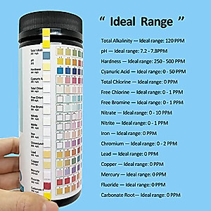 16 in 1 Water Test Kits,100 PCS Drinking Water Testing Strips,Tap and Well Water Test Strip Quick & Easy Testing for pH, Lead, Chlorine, Hardness,Nitrate,Iron,Copper and More