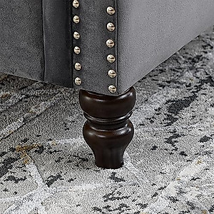 57" Chesterfield Sofa with 2 Pillows,2 Seater Sofa Tufted Couch with Rolled Arms and Nailhead for Living Room, Bedroom, Office, Apartment(Grey)