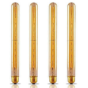CTKcom T10/T300 40W Amber Vintage Edison Bulb， E26 Medium Base，2200K-2300K Tubular Bulb Nostalgic Tungsten Filament Antique Bulb Amber Glass for Industrial Wall Sconce Pendant Lighting-(4 Pack)