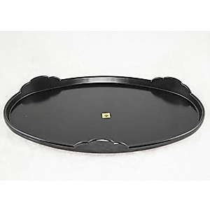 10.5" Oval Japanese Lacquer Stand Base for Vase, Statue, Ikebana, Bonsai - Black