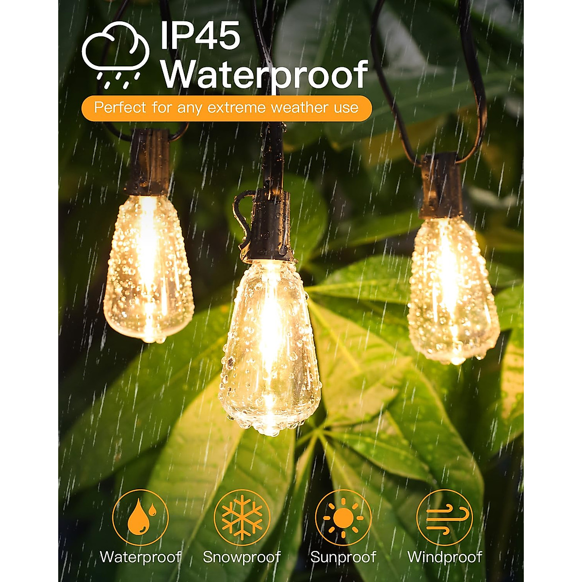 GLUROO LED String Light Bulbs, ST38 Shatterproof LED Replacement Bulbs for Outdoor String Lights Eidison Bulb fits E12 C7 Screw Base, 1Watt Equvanlent to 7Watt Incandescant Bulbs, Warm White, 25 Pack