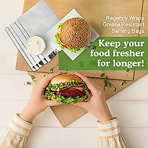 Regency Wraps Grease Resistant Serving Snack Bags, Aluminium Foil Lined Bags, Perfect for Hamburgers, Sandwiches, and More, Measures 5.25 x 7.5, Pack of 25