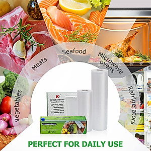 Vacuum Sealer Rolls Bag 100 Feet Total, 2 Pack 8"x50' and 11"x50' Food vacuum Saver Bag Rolls with Cutter Box,Sous Vide Roll Bag by KitchenBoss