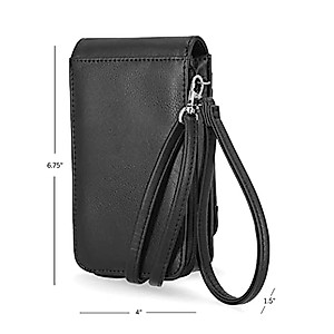 Nautica Catalina Vegan Leather RFID Womens Crossbody Cell Phone Purse Holder Wallet (Black)