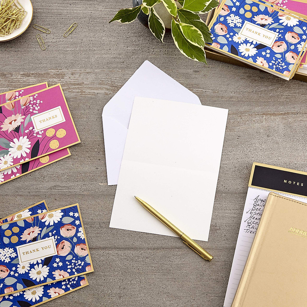 Hallmark Thank You Cards Assortment, Pink and Blue Floral (50 Thank You Notes with Envelopes for Wedding, Bridal Shower, Baby Shower, Business, Graduation)