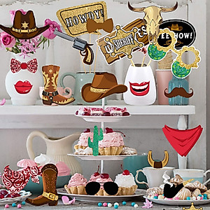 Blulu 26 Pieces West Cowboy Photo Booth Props Kit, Cowgirl Western Party Decorations Selfie Props for Western Cowboy Theme Party Favors Supplies (Cowboy)