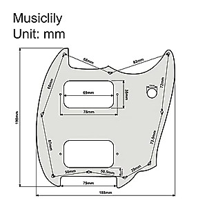 Musiclily Pro 9 Holes Round Corner HH Guitar Pickguard 2 Humbuckers for Squier Bullet Series Mustang Electric Guitar, 4Ply Vintage Tortoise