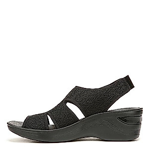BZees Womens Daytona Slip-on Wedge Sandal, Black, 9 Wide US