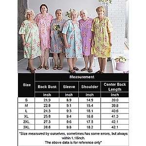 Ekouaer Women's House Dress Short Sleeve Sleepwear Mumu Lounge Wear Old Lady Nightgown Floral Print Night Dress with Pockets M