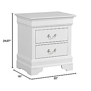Glory Furniture Louis Phillipe , White Nightstand, 24" H X 22" W X 16" D
