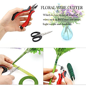 Floral Arrangement Kit,17 Pieces Flower Tools Include Floral Wire Cutter Scissor Floral Tape 22 Gauge Paddle Wire 26 Gauge Stem Wire Pearl Corsage Pin Bouquet Wrap Florist