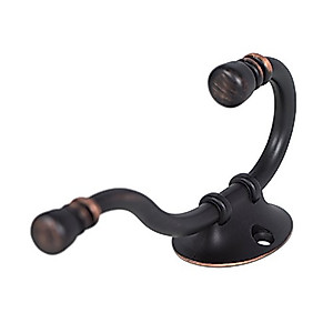 BIRDROCK HOME Classic Wall Mounted Robe & Towel Hooks - 2 Pack - Dual Hook - Large - Oil Rubbed Bronze Towel Robe Hat Coat Hook
