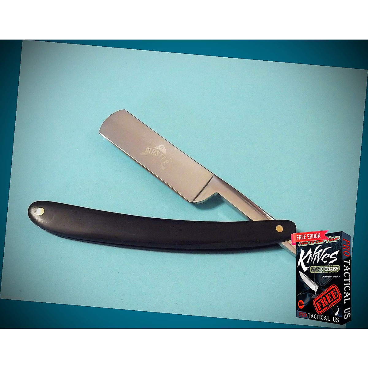 New Straight Razor Black wood handle Pro Tactical Knife 6 3/8" inch closed CR-0068is