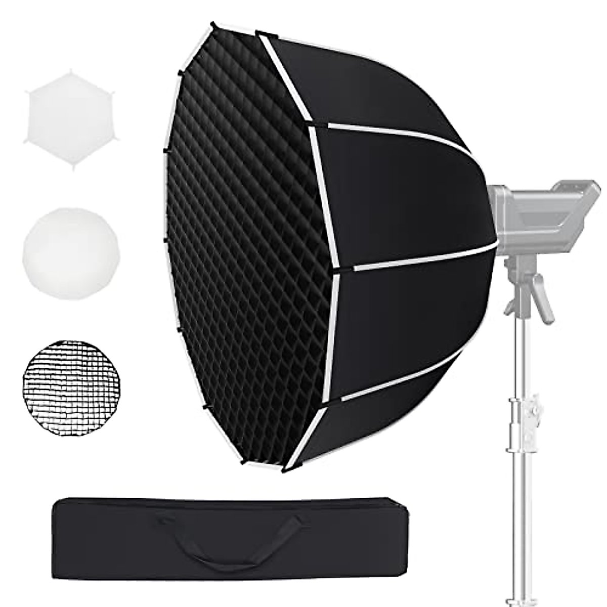 Bowens Mount Parabolic Softbox, Upgraded One-Step Quick Installation, Takerers 33.5" Deep Parabolic Softbox Diffuser with Honeycomb Grid, Compatible for Aputure/Smallrig/Neewer/GVM Lights, Flash