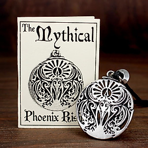 Large Phoenix Pendant Necklace for Men, Pewter Gift, 1.25 inch (3.1 cm) Diameter