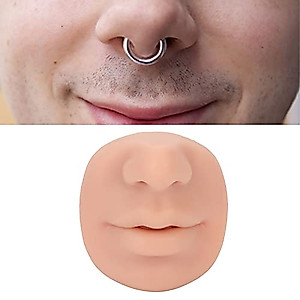Silicone Nose Mode, Silicone Piercing Model, Nose Model for Piercing, with Mouth Flexible Soft Imitation Nose Model, Reusable Nose Displays, for Practice Training (Medium Skin Color)