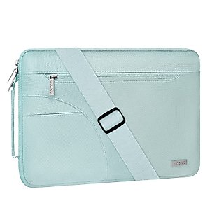 MOSISO Laptop Shoulder Bag Compatible with MacBook Air/Pro,13-13.3 inch Notebook,Compatible with MacBook Pro 14 2023-2021 A2779 M2 A2442 M1, Polyester Briefcase Sleeve with Side Handle, Mint Green