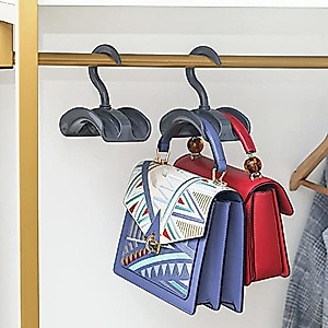 Purse Organizer Closet Bag Hanger - Acrylic Handbag Hangers - Rotating Purse Holder Closet Rod Hook Storage Organizers Rack for Purses | Backpack | Tote | Pocketbook | Crossbody ( 4 Pack)