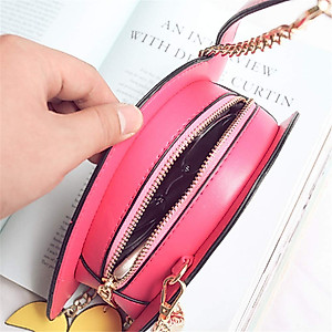 WILDFINDING Women Stylish PU Leather Cute Handbag Flamingo Crossbody bag, Red, 19cm