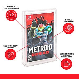 EVORETRO Acrylic Display Case Compatible for Nintendo Switch Games - Clear Game Box Protector with UV Protection - 4MM Thick Protective Case for Retro Nintendo Switch Sports Game (Pack of 2)