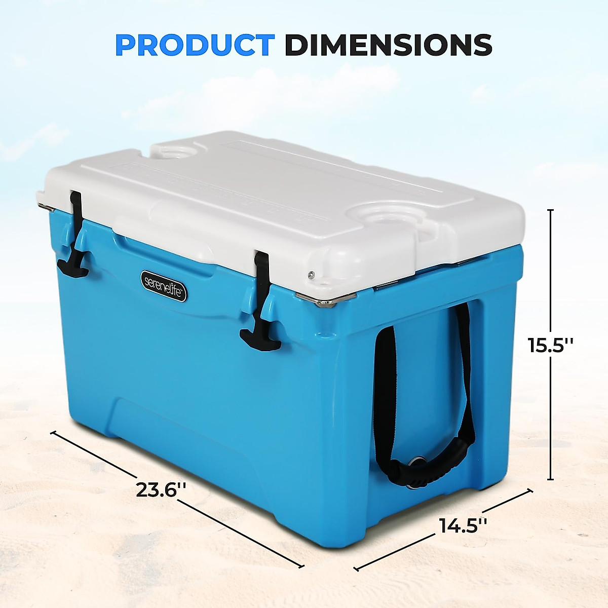 SereneLife Ultra-Tough 35-Quart Rotomolded Cooler Box, Holds Upto 63 Cans, Keeps Ice Up to 5 Days, Heavy-Duty Insulated Portable Ice Chest Box, Ideal for Camping, Beach, and Outdoor Adventures