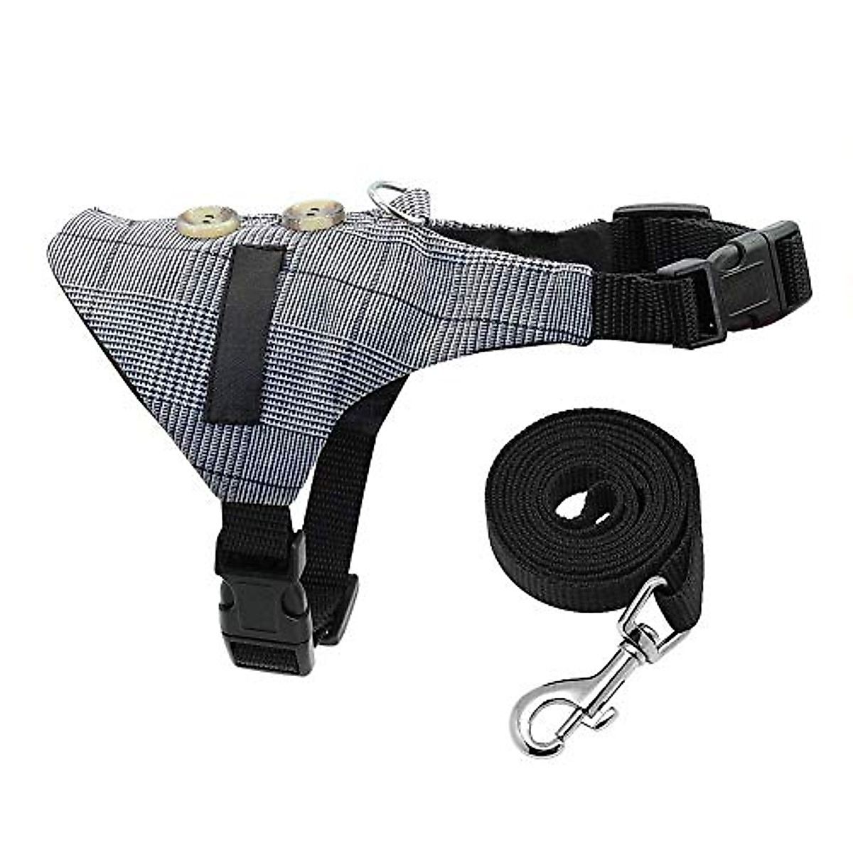 Cute Rabbit Harness and Leash for Walking，No Pull Adjustable Formal Suit Style Plaid Stripe Harness for Rabbit Kitten Chinchilla, Squirrel, Marten & Mink Small Animal（2 Pcs） (M)