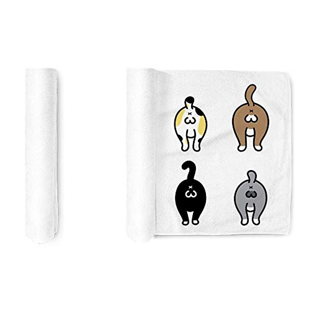 Kuizee Microfiber Hand Towel Face Towels ﻿Cartoon Cat Butt Quick-Dry Absorbent Ultra Soft Bathroom Kitchen 30X15 Inch