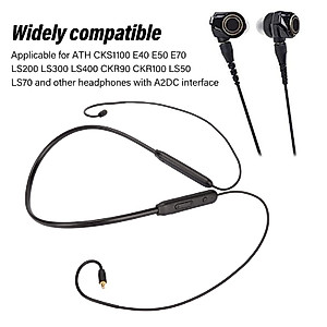 Earphone Wireless Upgrade Cable, Professional Earphone Adapter Cord HiFi Lossless Sound Black for E40 for LS200 for LS400 for E70