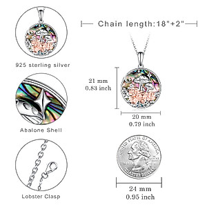 CVRAVO Mushroom Necklace 925 Sterling Silver Magical Mushroom Necklace Abalone Shell Mushroom Jewelry Gifts for Women
