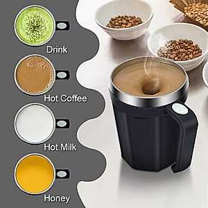 LeadYuantop Self Stirring Coffee Mug, 18 oz Automatic Magnetic Electric Mixing Cup Stainless Steel Travel Cup for Coffee, Chocolate, Milk, Tea, Office, Home, Kitchen (Deep Navy)