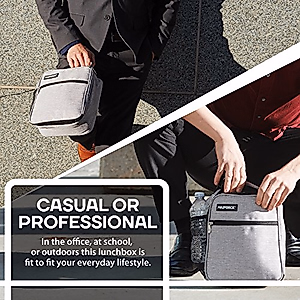 MAZFORCE Original Lunch Box Insulated Lunch Bag - Food Safe Durable Lunchbox for Men - BPA Free Small Reusable Lunch Bags for Adults, Teens, Boys, Women (Gray)