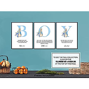 Religious Christian Baby Boy Room Decor - Baby Boy Nursery Decor - Boys Wall Art - Scripture Wall Art - Bible Verses Wall Decor - Baby Shower Gifts - Toddler Boys Bedroom - Blue Peter Rabbit Decor