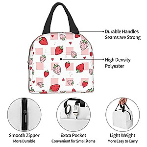 UYEUGV Strawberry Lunch Box Insulated Lunch Bag Reusable Tote Bags Lunchbox for Kids Teens Girls Boys School Work Travel