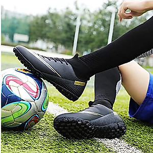 Qzzsmy Football Sneakers for Mens,Soccer Boots Indoor Turf Cleats,High Tops Ankle Boots ZQXCD05-M1-40